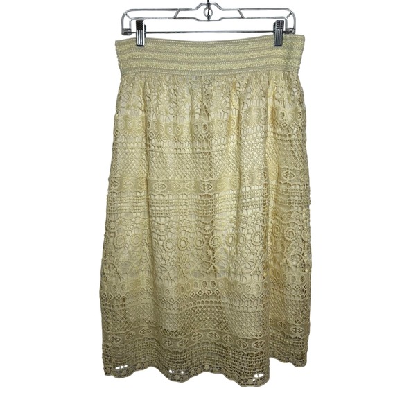 J Gee | Skirts | J Gee Lace Skirt Crochet Overlay Elastic Waist Boho ...